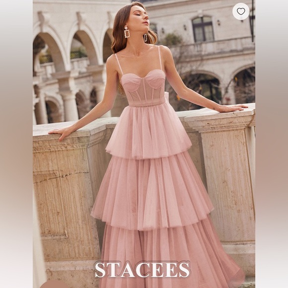 Stacee’s | Dresses | Stacees Tulle Tiered Gown In Blush | Poshmark